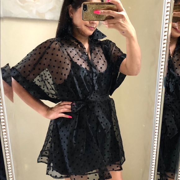 Chick me | Tops | New Trend Translucent 223 Dot Print Seme Sheer ...